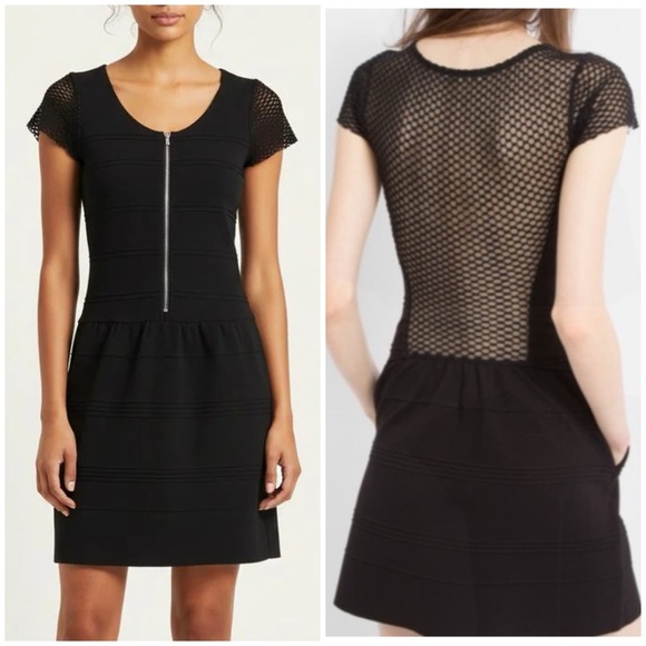 Maje | Dresses | Nwt Maje Ernestine Mesh Panel Zip Front Mini Dress ...